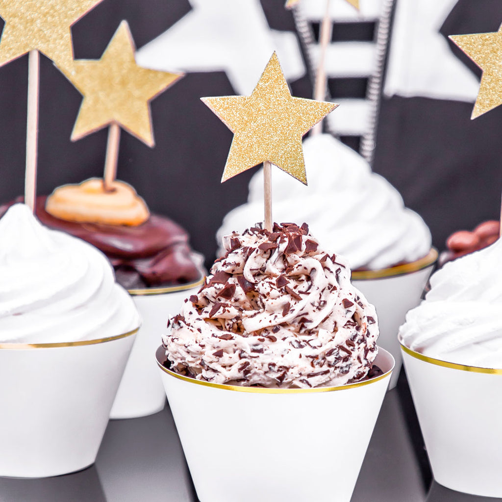 Toppers estrella | Pack 6 uds dorados o plateados para cupcakes – MiMarieta